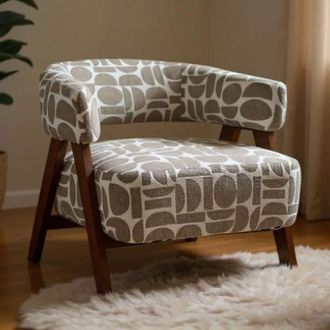 M&S Collection Fauteuil &agrave; formes g&eacute;om&eacute;triques 62x65x71 cm en tissu et bois dh&eacute;v&eacute;a
