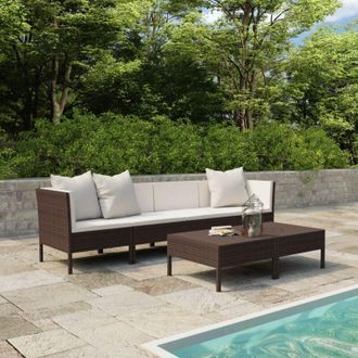 vidaXL Vidaxl - Salon de jardin 6 pcs avec coussins R&eacute;sine tress&eacute;e Marron