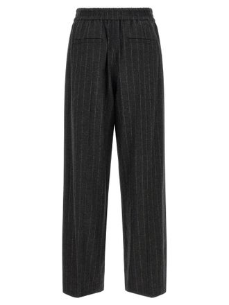 Brunello Cucinelli Micro-Sequin Pinstripe Trousers - Charcoal