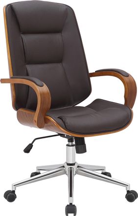 Clp Bürostuhl Yankton Kunstleder I Chefsessel Mit Lehne I Höhenverstellbarer Schreibtischstuhl Mit Chromgestell, Farbe:walnuss/braun