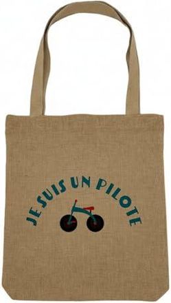 Fabulous Sac Shopping Tote Bag Aspect Lin - Je suis un Pilote Tricycle V&eacute;lo B&eacute;b&eacute; Enfant - Sac de Courses Toile Epaisse 360g Beige Naturel Cabas Port&eacute; Epaule So
