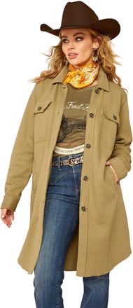 Ariat Womens Vagabond Long Shirt Duster Long Sleeve in Burnt Olive, Size X-Small, by Ariat