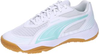 Puma Unisex Kinder Solarflash Iii Jr Indoor Court Shoe, Puma White Electric Peppermint, 37.5 EU