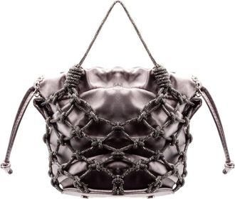 PHO Firenze Femme, Sacs, Gris, Taille: ONE Size Woven Mesh Bucket Bag