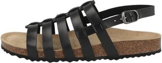 Geox Femme D Brionia F Sandales Plates, Noir, 39 EU