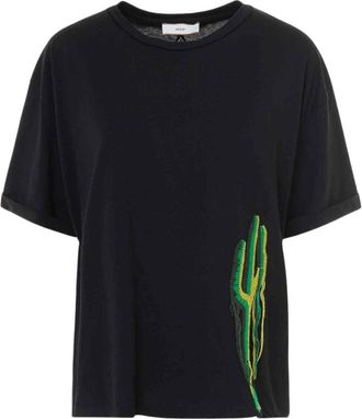 Akep Femme, Tops, Noir, Taille: 40 FR T-shirt en jersey coupe d&eacute;contract&eacute;e