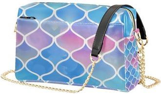 Mnsruu Sacs à bandoulière pour femme, sac à main en cuir rose sans couture, motif écailles de poisson, sac à main