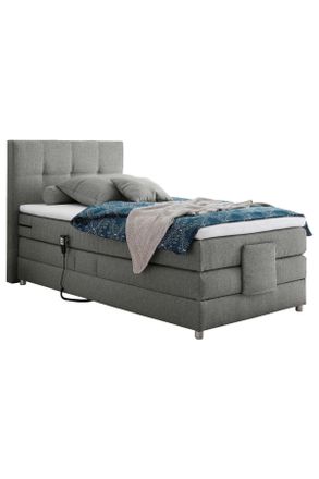 Esposa Boxspringbett, Grau, Textil, H2, 7-Zonen, H&ouml;he ca. 17 cm, 100x200 cm, Matratze, gepolstertes Kopfteil, Federkernmatratze, Stoffauswahl, in verschieden