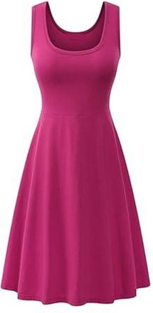 Generic Robes amincissantes pour femmes, robe d&eacute;contract&eacute;e, basique pour lext&eacute;rieur, la maison, sans manches, coupe ajust&eacute;e, rose vif, XXL