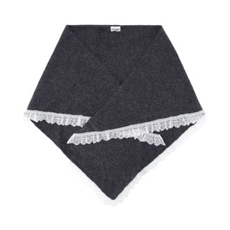Ganni Dreieckiges Woll-Spitzentuch - - Accessories - Damen - Grau - ONE SIZE