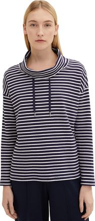 Tom Tailor Damen Sweatshirt mit Schalkragen aus Bio-Baumwolle