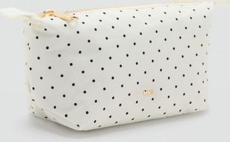 Mango Trousse de toilette moyenne en nylon &agrave; pois blanc cass&eacute; - Femme - Taille unique - MANGO