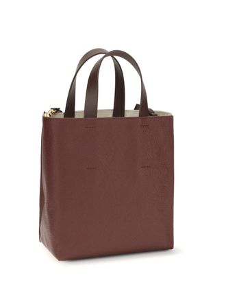 Marni Womens Handbag Museo Mini Moonstone-Dark Burgundy-Coffee Calf Leather Handbags Moonstone/dark Burgundy/coffee Hand Bags
