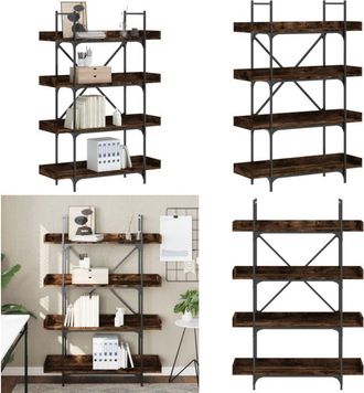 vidaXL Vidaxl - B&uuml;cherregal 4 B&ouml;den R&auml;uchereiche 100x33x145,5 cm Holzwerkstoff - Bucherregal - Regal - Holzm&ouml;bel - Wohnraumgestaltung - Industrielles Design