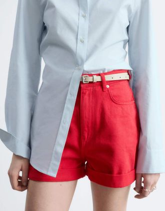 & Other Stories Short taille haute en denim de pur coton - Rouge