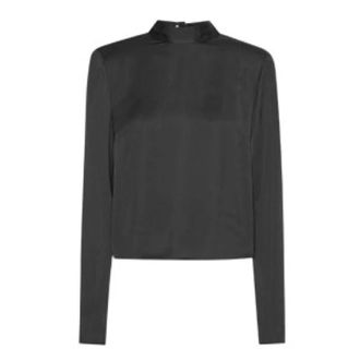 Rotate Schwarzes Satin Wickeltop mit Lavalli&egrave;re-Ausschnitt - - Blouses & Shirts - Damen - Schwarzk - S