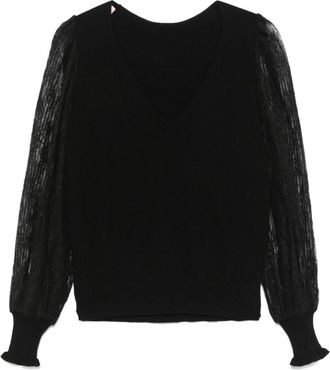 Twin-Set Pullover mit Spitzenärmeln - Schwarz