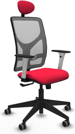 Piqueras y Crespo B&uuml;rostuhl, Rot mit wei&szlig;en und schwarzen Armlehnen, h&ouml;henverstellbare Lendenwirbelst&uuml;tze und festes Kopfteil, ausgestattet mit 3 Positionen, Grau/Rot