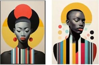 Kare Design Design Glasbild Muse Retro Lady, Mehrfarbig, Wandbild, Wandkunst, Menschen Motiv, 40x30 cm