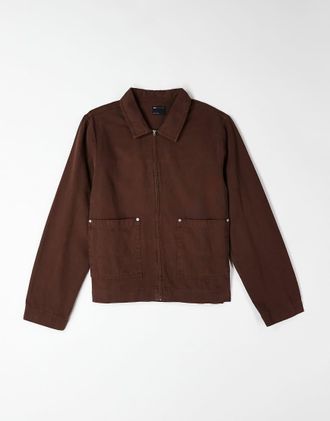 Asos Blouson Harrington classique en toile - Marron vintage d&eacute;lav&eacute;-Brown