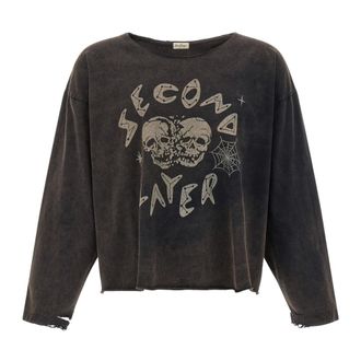 Second/Layer Second/Layer - Skull Crush Thrasher LS - Femme - Sweatshirts et sweats &agrave; capuche - Noir - Taille: 44 FR