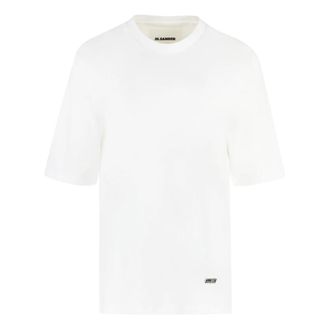 Jil Sander Geripptes Baumwoll-Crew-Neck T-Shirt - - Tops - Damen - Wei&szlig; - M