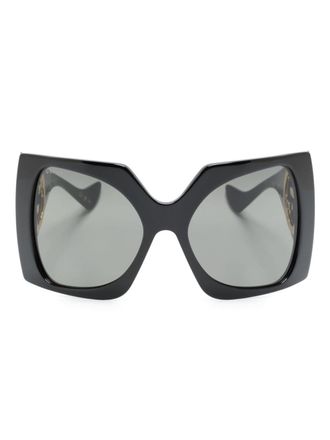 Gucci lunettes de soleil carr&eacute;es &agrave; logo GG - Noir