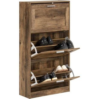 SoBuy FSR137-N Meuble &agrave; Chaussures Armoire &agrave; Chaussures Commode &agrave; Chaussures Meuble dentr&eacute;e, Meuble de Rangement &agrave; Chaussures avec 2 Abattants pour Entr&eacute;e
