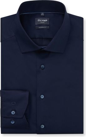 Olymp Herren Oberhemd Langarm Luxor,Satin,465 Modern Fit 20,19 Global Kent,Kobalt 08,41