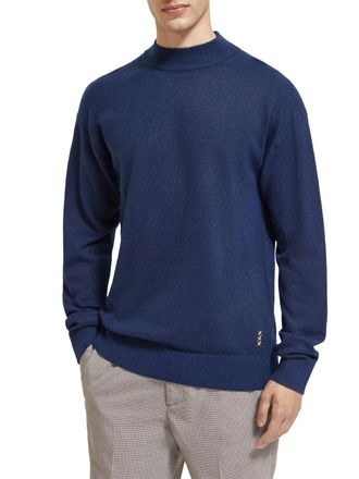 Scotch & Soda Mens Dropped Shoulder Mock Neck Pullover, Night, XXL
