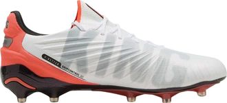 Puma King Ultimate Fu&szlig;ballschuhe mit festem Boden f&uuml;r Herren (Wei&szlig;/Rot)