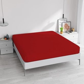 Italian Bed Linen Spannbettlaken Elegant, 35 cm, Rot, Doppelbett