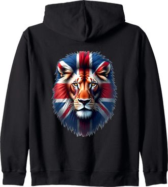 Mapanoli Design Britischer Löwengeist - UK-Flagge Wildlife Art Kapuzenjacke