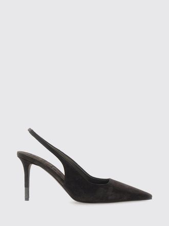 Brunello Cucinelli Escarpins slingback en daim avec Monili et talon aiguille