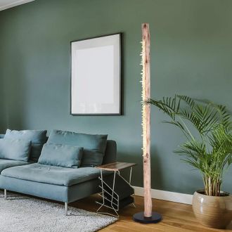 ETC Shop Lampadaire LED bois naturel cristal salle à manger design plafonnier projecteur stand lumière