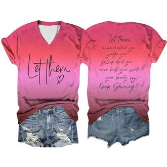 Generic T-shirt d&eacute;t&eacute; ample avec inscription &laquo; Let Them Misunderstand You &raquo; pour femme - Col en V - Coupe ample - Changement de couleur - Joli t-shirt d&eacute;contra