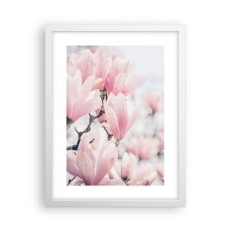 Arttor Poster Weißrahmen Magnolie Blumen Rosa Deko 30x40cm Wandposter Art Prints Wandbilder Dekoration Wohnzimmer Schlafzimmer Küche Wanddeko Bild Wand Kunst