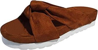 Generic Cocila Sandales Et Mules Pour Femmes D&eacute;T&eacute; De Plage Open Respirable Plat Toe Troupeau Pantoufles (Brown 42) Sandales Cuir Sandale Randonn&eacute;E Chaussures 