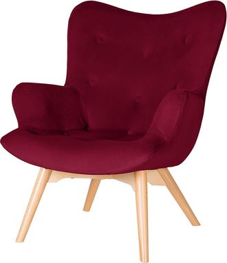 M&oslash;rteens home24 Sessel Rot Samt Vaia ohne Hocker Hellbraun 71 x 90 x 85cm