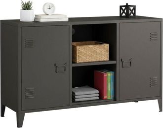 Dmora Kommode Ribes, Wohnzimmerbuffet, Wohnzimmer-Sideboard, Moderne K&uuml;chen-Speisekammer, 120x40 h73 cm, Schiefer - Dmora