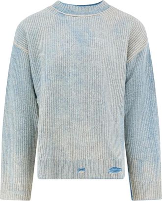 Represent Represent, Homme, Pulls, Bleu, Taille: S Pull à col rond en tricot côtelé