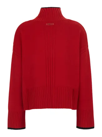 Pinko Womens Sweater Red Wool And Cashmere Tops Top