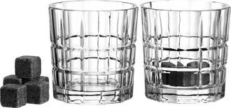 Leonardo Leonardo 2-er Set Spiritii Whiskybecher + 8 Kühlsteine, 360 ml, Klarglas und Granit, 057401