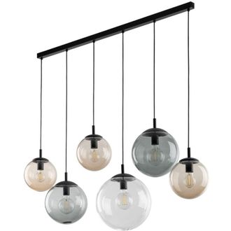 Licht-Erlebnisse H&auml;ngelampe Metall Rauchglas E27 h: max. 150 cm Schwarz Graphit Braun Kugel Schirm Modern