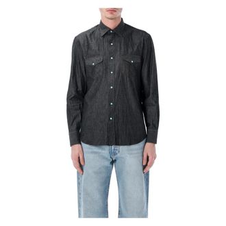 Salvatore Piccolo Black Wash Western Shirt - - Shirts - Herren - Schwarzk - M