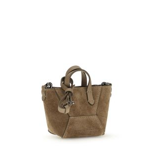 Brunello Cucinelli Womens Brown Calf Leather Bos Taurus Shoulder Bag