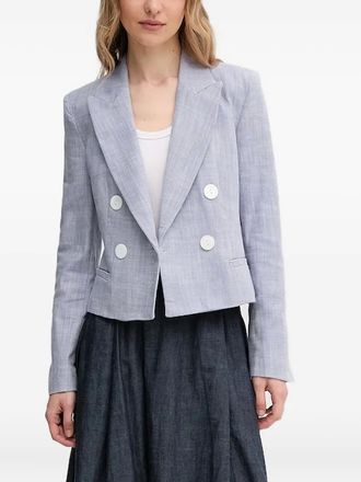 Pedro del Hierro blazer en lin à boutonnière croisée - Bleu