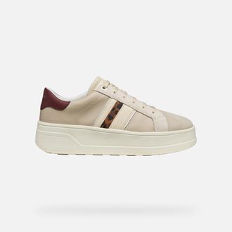 Geox Schuhe Spherica Ecub-2 Dame Beige/dunkelrot