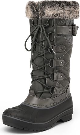Dream Pairs Damen Schneestiefel Schnürung Wasserdichtes Obermaterial Kunstpelz-Futter rutschfeste Sohle GRAU 36 Avalanche-E