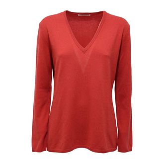 KANGRA Woll/Kaschmir V-Ausschnitt Ziegel Pullover - - Knitwear - Damen - Rot - XL